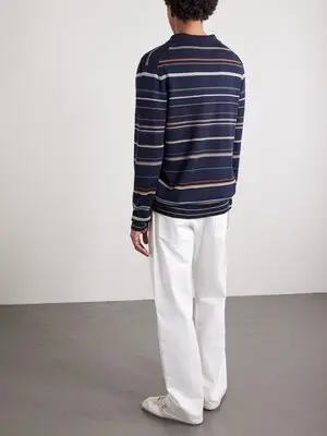Paul Smith Striped Merino Wool Polo Sweater