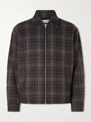FRAME Padded Checked Virgin Wool-tweed Blouson Jacket