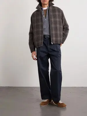 FRAME Padded Checked Virgin Wool-tweed Blouson Jacket