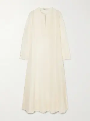Tory Burch Pleated Linen And Silk-blend Kaftan