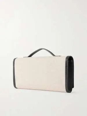 ROGER VIVIER Belle Vivier Buckled Canvas Clutch - Beige