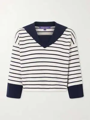 Ralph Lauren Striped Cashmere Sweater - Navy