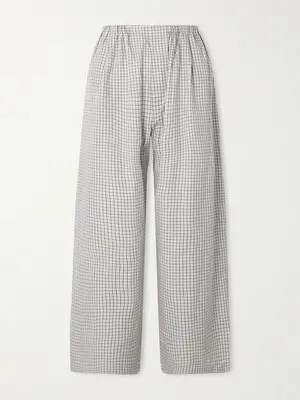 Proenza Schouler White Label Checked Cotton-poplin Wide-leg Trousers - Gray