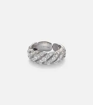David Yurman Sculpted Cable Ring With Diamonds - Silver