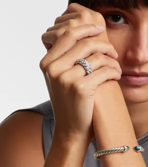 David Yurman Sculpted Cable 18kt White Gold Ring With Diamonds
