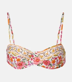 Farm Rio Floral Print Bikini Top - Multicoloured