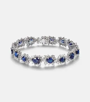 SUZANNE KALAN 18kt White Tennis Bracelet With Sapphires And Diamonds - Gold
