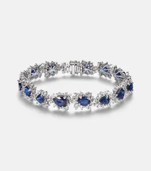 SUZANNE KALAN 18kt White Tennis Bracelet With Sapphires And Diamonds - Gold