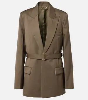 Victoria Beckham Belted Wool-blend Blazer