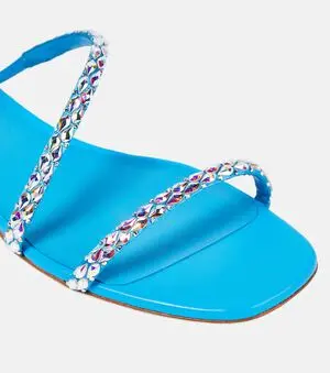 Rene Caovilla Crystal-embellished Satin Sandals - Blue