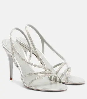 Rene Caovilla Crystal-embellished Satin Sandals - Silver