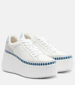 Chloé Nama Leather Platform Sneakers - Blue