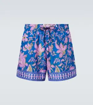 Etro Floral Swim Trunks Blue