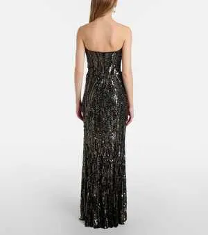 Jenny Packham Embellished Bustier Gown - Black