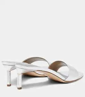 TOM FORD 55 Metallic Leather Mules - Silver