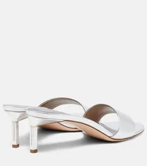 TOM FORD 55 Metallic Leather Mules - Silver