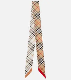 Burberry Check Silk Scarf - Beige