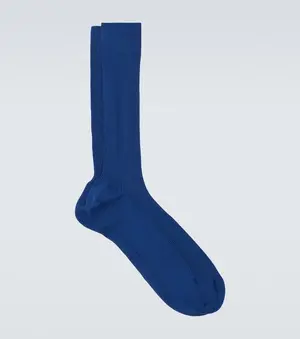 TOM FORD Ribbed Cotton Crew Socks - Blue