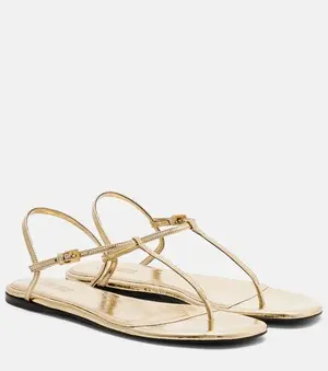 Paris Texas Montecarlo Metallic Leather Thong Sandals - Gold