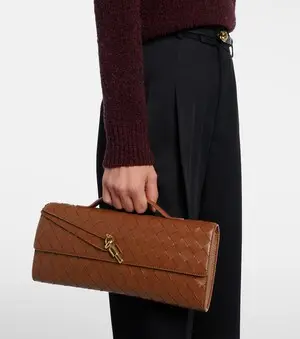 Bottega Veneta Intrecciato Nappa Leather Clutch - Brown