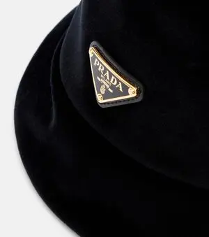 Prada Cotton Velvet Bucket Hat - Black