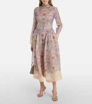 Zimmermann Rebellion Linen And Silk Midi Dress - Multicoloured