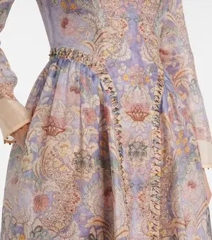 Zimmermann Rebellion Linen And Silk Midi Dress - Multicoloured