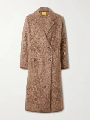 Guest In Residence Grizzly Double-breasted Herringbone Brushed-cashmere Coat