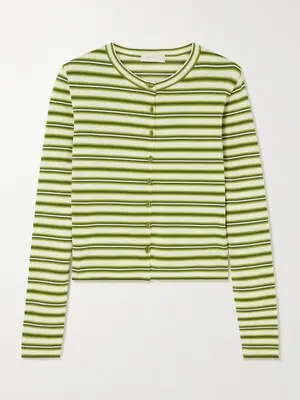 Faithfull The Brand Cinta Striped Cotton-blend Cardigan - Green