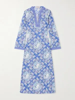 EMPORIO SIRENUSE Giada Printed Cotton Coverup - Blue