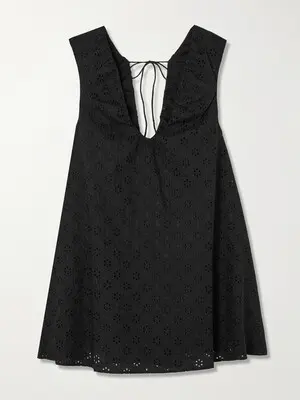 Faithfull The Brand Juana Broderie Anglaise Mini Dress - Black