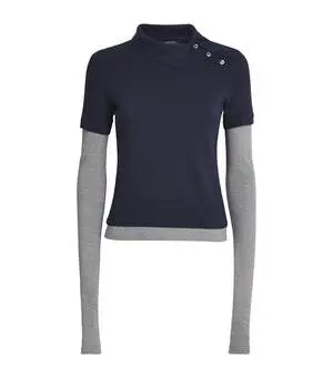 A.W.A.K.E. Mode Cotton Asymmetric Double Polo Shirt