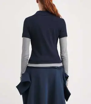 A.W.A.K.E. Mode Cotton Asymmetric Double Polo Shirt