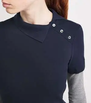 A.W.A.K.E. Mode Cotton Asymmetric Double Polo Shirt