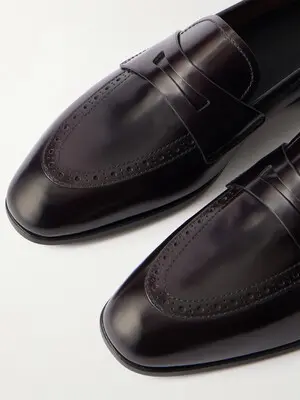 Church's Onyx Perforated Leather Loafers