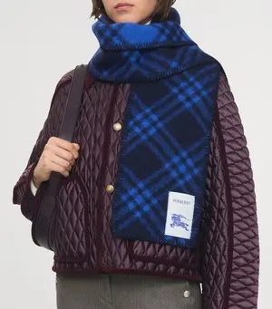 Burberry Narrow Wool Check Scarf