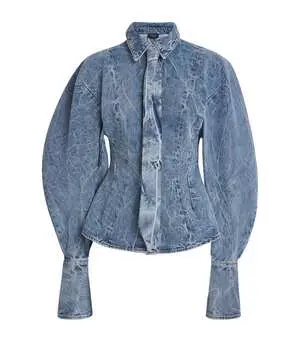 A.W.A.K.E. Mode Tie-detail Denim Shirt