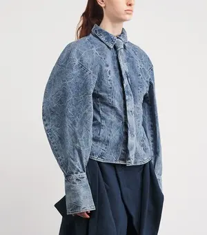 A.W.A.K.E. Mode Tie-detail Denim Shirt