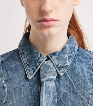 A.W.A.K.E. Mode Tie-detail Denim Shirt