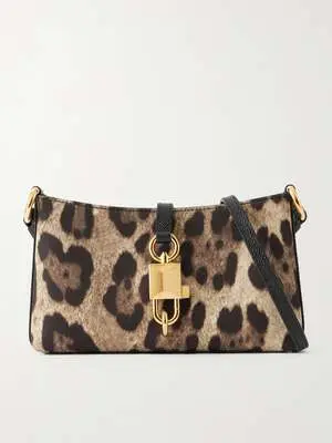 Dolce & Gabbana Leather-Trimmed Leopard-Print Shoulder Bag Leopard Print
