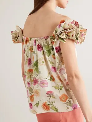 Carolina Herrera Off-the-shoulder Ruffled Floral-print Top - Multi