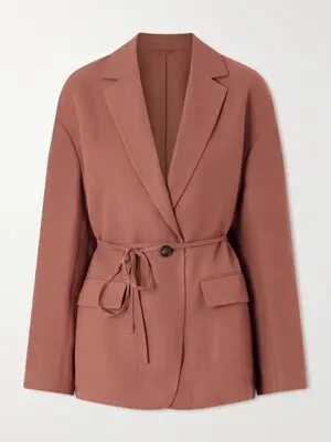 Brunello Cucinelli Embellished Belted Twill Wrap Jacket
