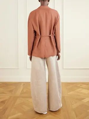 Brunello Cucinelli Embellished Belted Twill Wrap Jacket