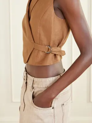 Brunello Cucinelli Linen-twill Wrap Vest - Brown