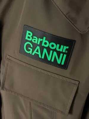 Barbour Ganni Ruffled Hooded Coat - Green