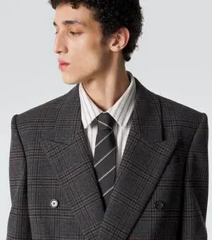 Saint Laurent Striped Silk Twill Tie - Black