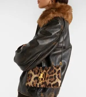 Dolce & Gabbana Leopard-print Canvas Shoulder Bag With Push-lock Fastening - Brown