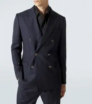Dolce & Gabbana Double-breasted Virgin Wool Blazer - Black