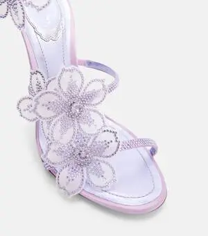 Rene Caovilla Floriane Floral-applique Satin Sandals