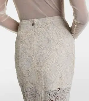 ROTATE BY BIRGER CHRISTENSEN Floral Lace Guipure Pencil Skirt